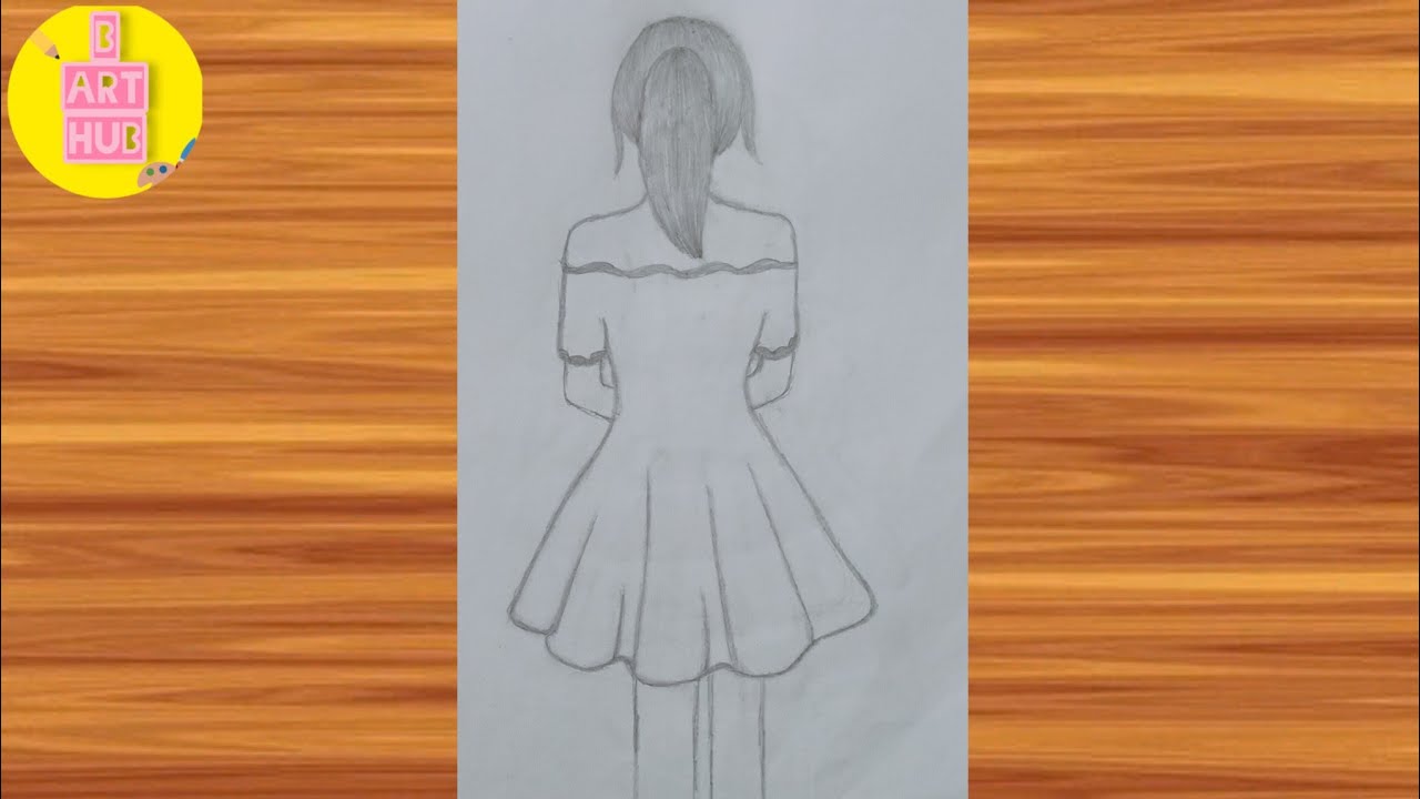 Easy girl backside drawing for beginners || Easy girl drawing || Step ...