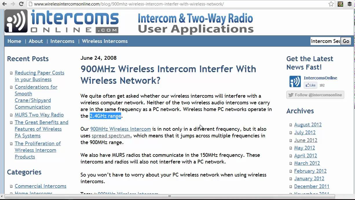 900Mhz Wireless Intercom and Wireless Networks - 888-298-9489 - YouTube