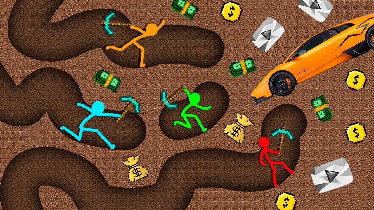 Stickman vs Minecraft TUNNELS STICKMAN SURVIVAL in Minecraft vs ...