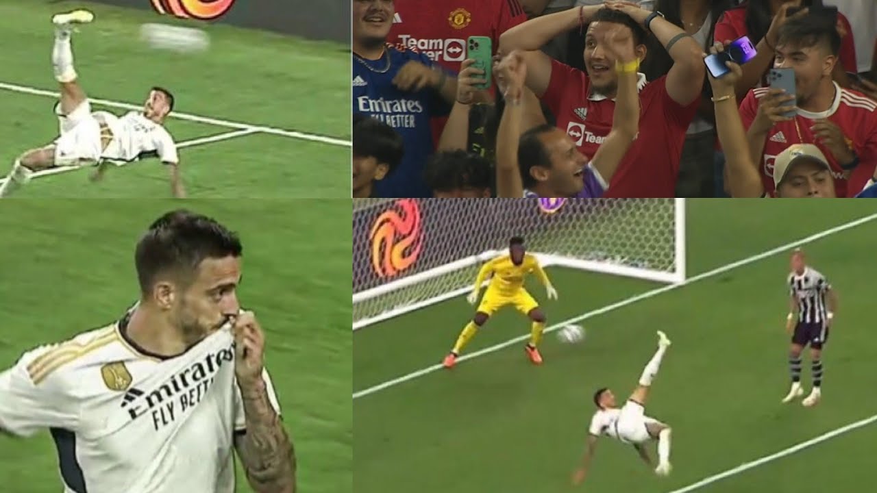 Every angle of Joselu bicycle kick goal - Against Manchester United ...