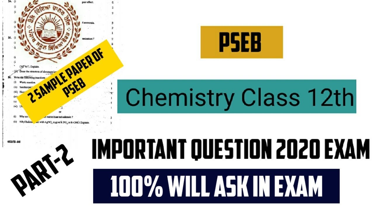 PSEB Chemistry Class 12th Important Question 2020 Exam PSEB Exam pseb-chemistry-class-12th-important-question-2020-exam-pseb-exam