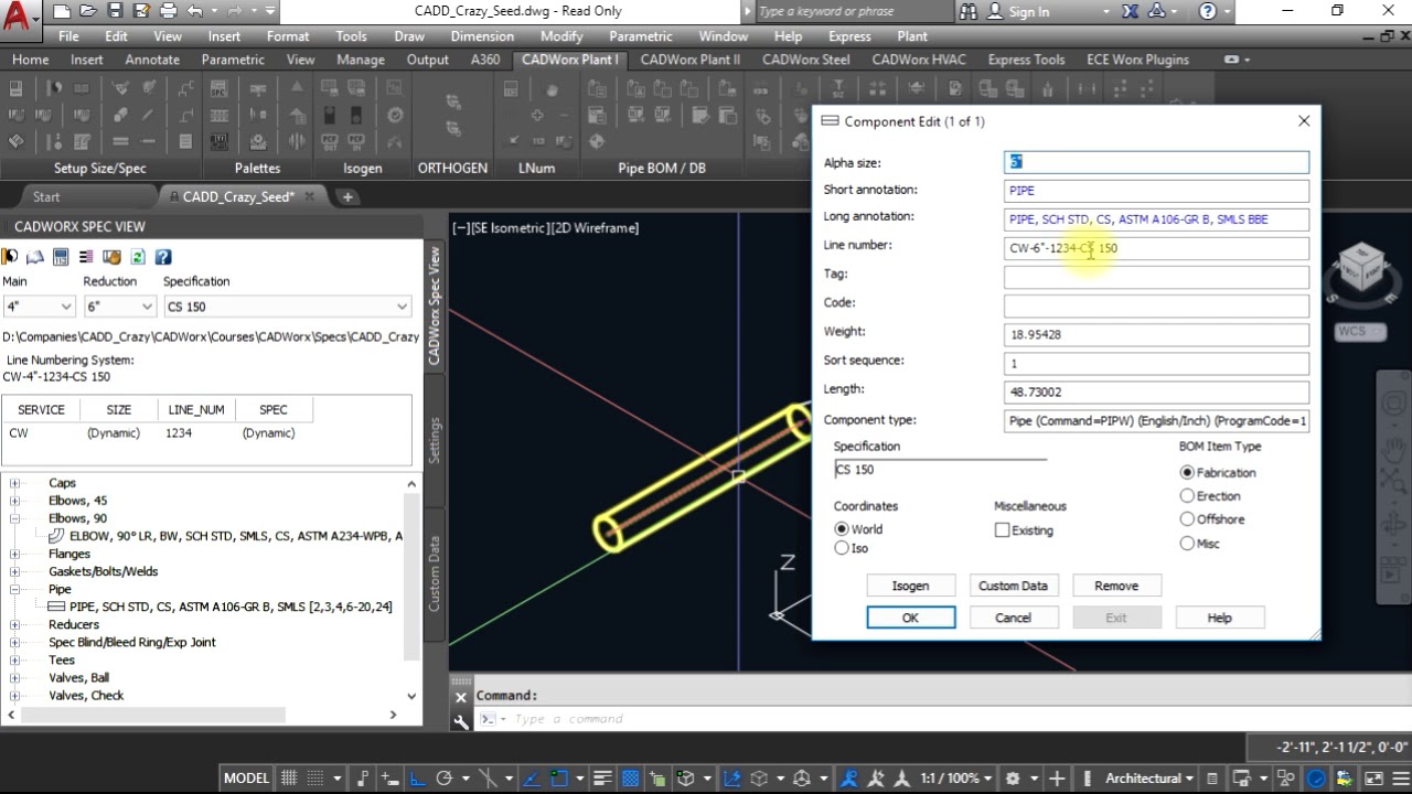 CADWorx Line Number - YouTube