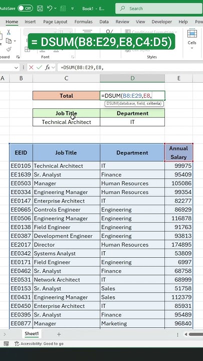 Find SUM Values FAST with Excel's DSUM Function! - YouTube