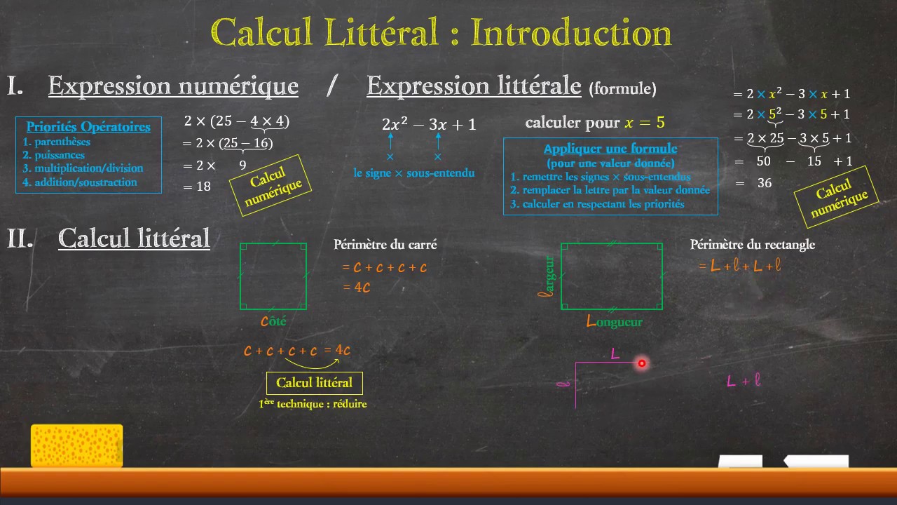Introduction au calcul littéral - YouTube