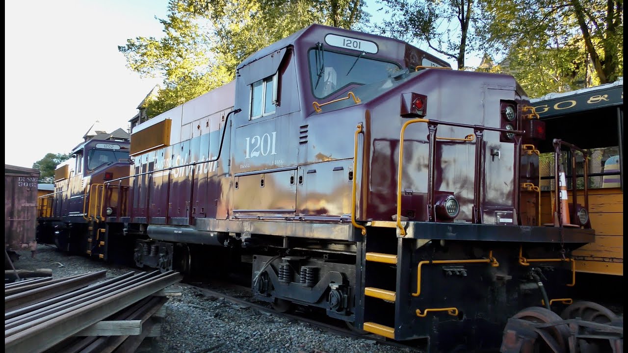 DURANGO & SILVERTON Narrow Gauge diesel locomotives #1201 & 1202 sit in ...