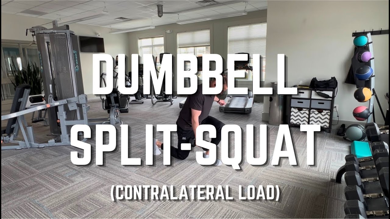 Dumbbell Split-Squat (contralateral load) - YouTube