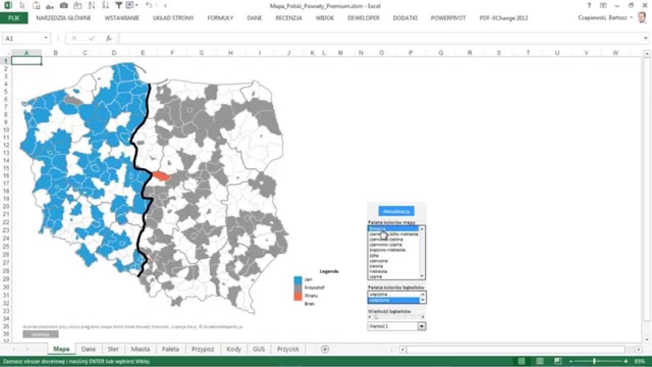 Mapa Polski Excel (odc. 7) - Jak zmienić kolory na mapie? - YouTube