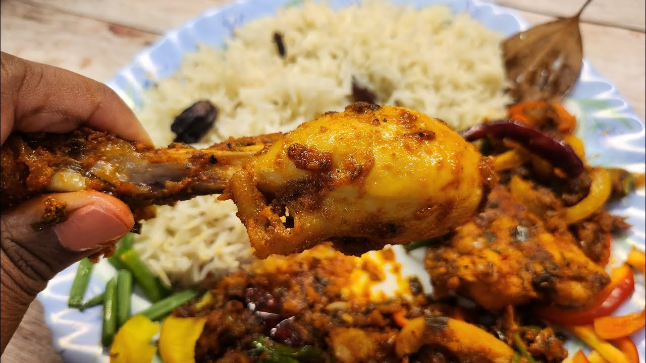 Chicken Fry with Ghee Rice। आसान भुना मुर्गा घी- चावल संग। Combo ...