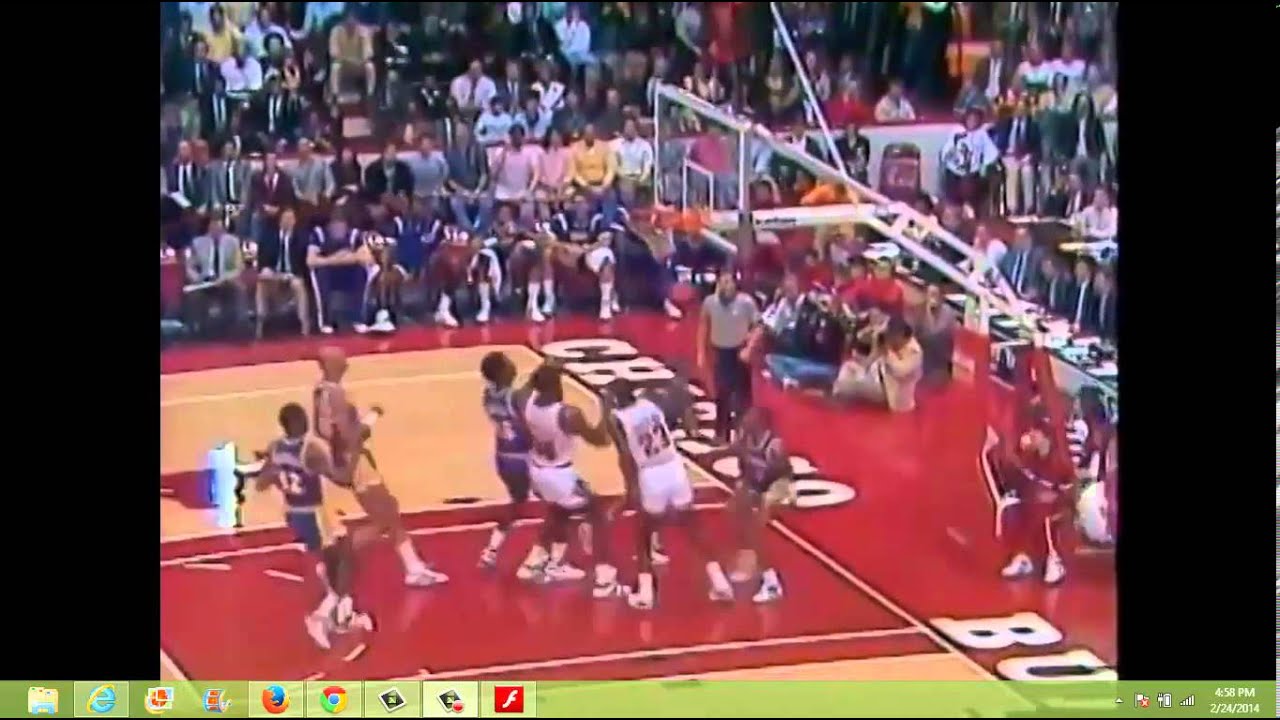 Michael Jordan Dunks Over 2 Guys At Same Time on Fast Break - YouTube