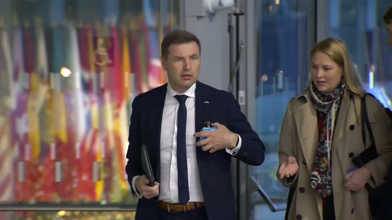 Estonian Minister of Defence arrives at NATO HQ for the meeting of NATO ...