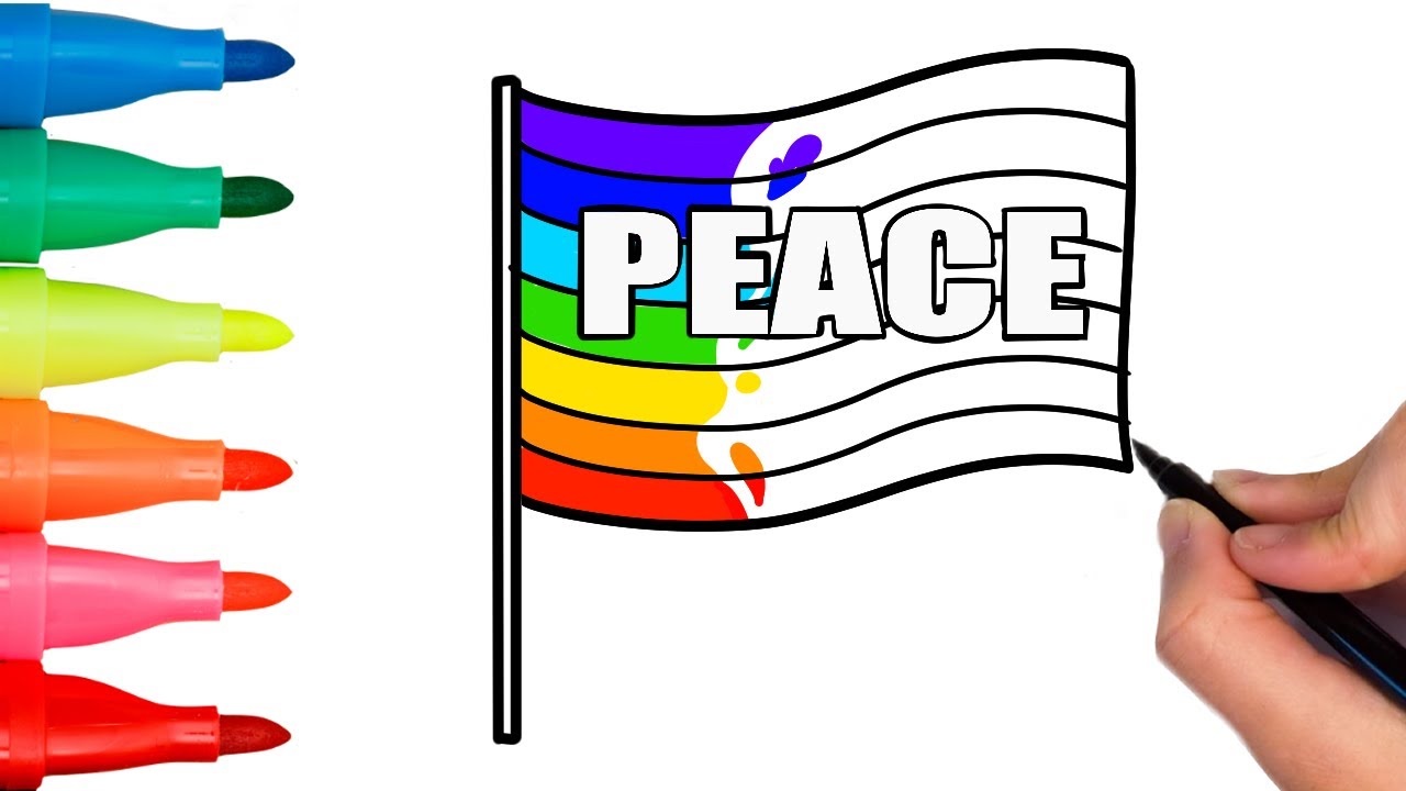 ️🎨 How to DRAW Peace FLAG | Easy Art Tutorial for Kids! - YouTube