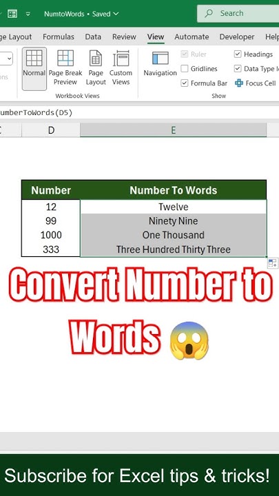 Convert Number to Words in Excel | Excel Tips - YouTube