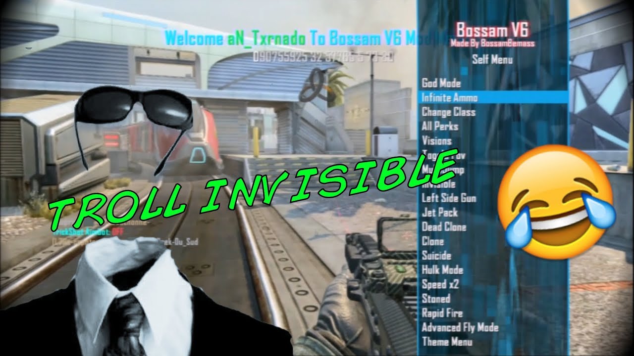 JE ME RENDS INVISIBLE ET LES TROLL EN LIGNE 😏😂 ( TROLL MOD MENU BO2 ...