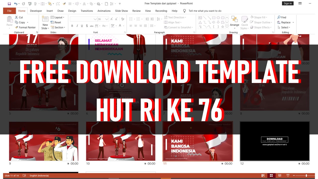 CARA DOWNLOAD TEMPLATE POWERPOINT HUT RI KE 76 SECARA GRATIS, FREE ...