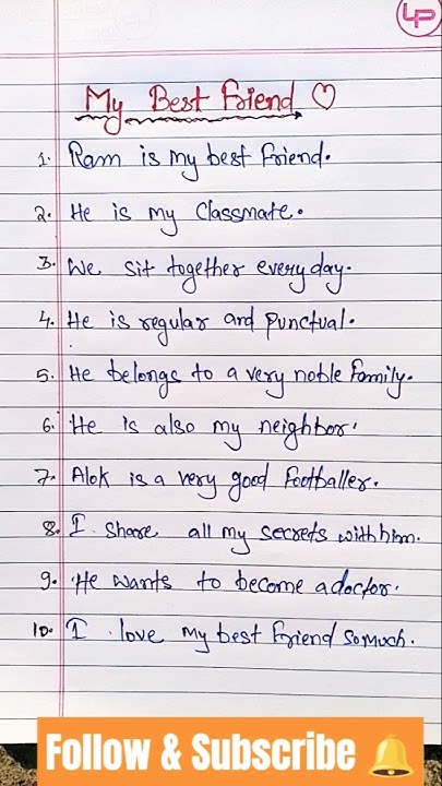 My Best Friend Essay Writing ll 10 Lines on My Best Friend in English ...