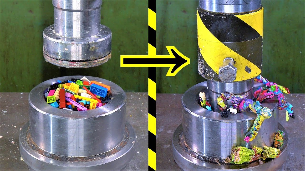 Pressing Lego Bricks Through Small Holes with Hydraulic Press | in 4K ...