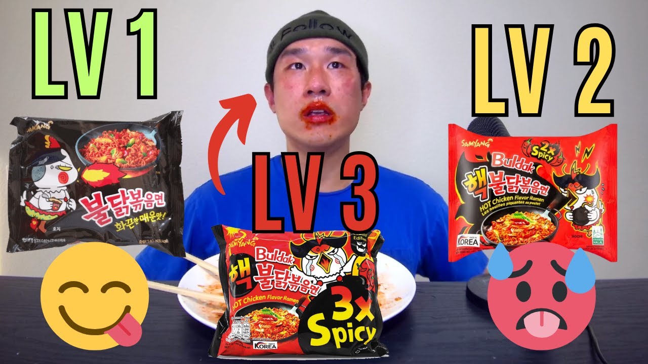 WORLD'S HOTTEST FIRE NOODELS: 3X Spicy Buldak noodles. - YouTube