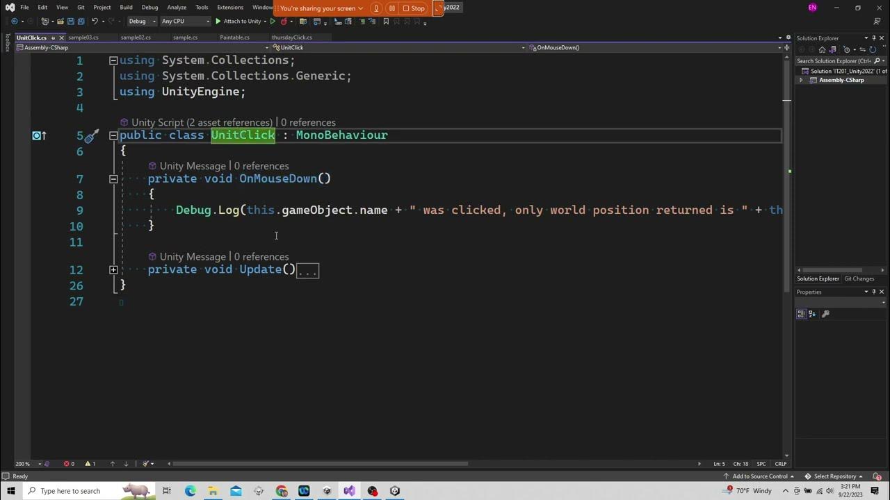 Section01 Week03 Video04 OnMouseDown Method - YouTube