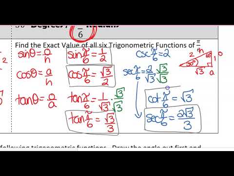7-3b Exact Values of Trig Functions (30degrees) - YouTube