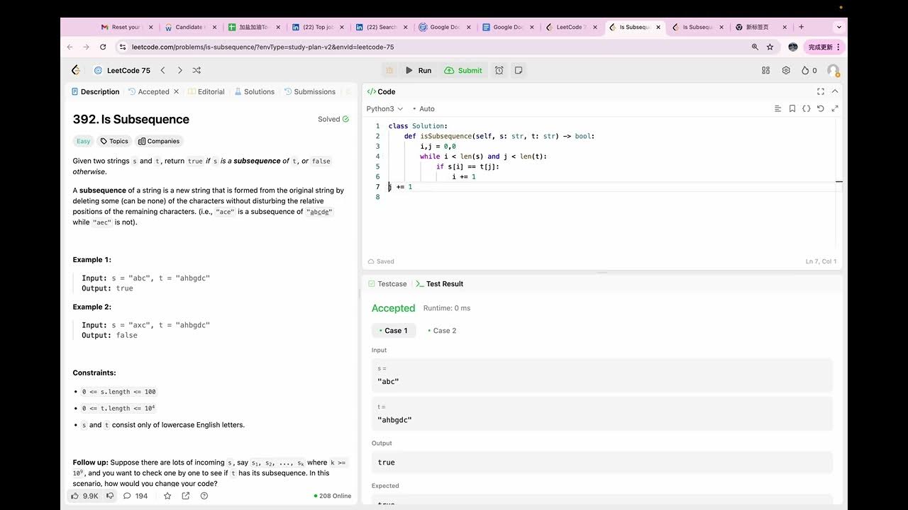 Leetcode 392 Is Subsequence - YouTube