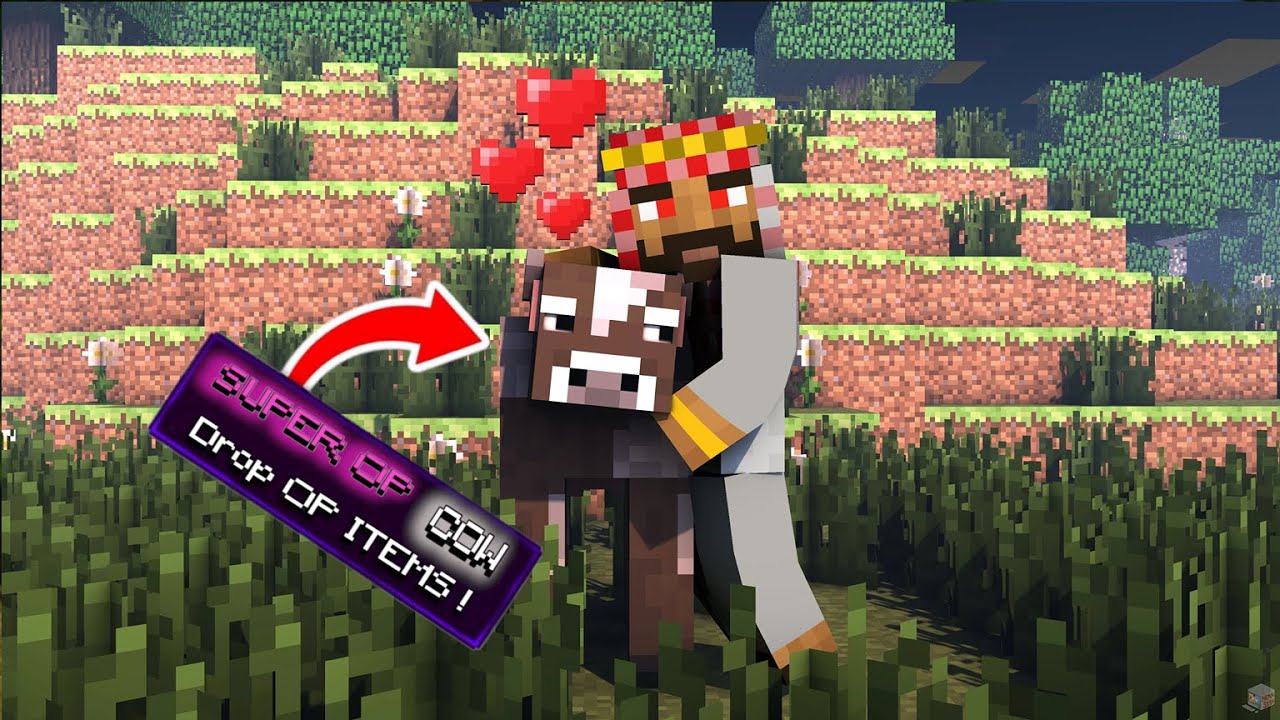 Minecraft But Cows Drop OP Loot! - YouTube