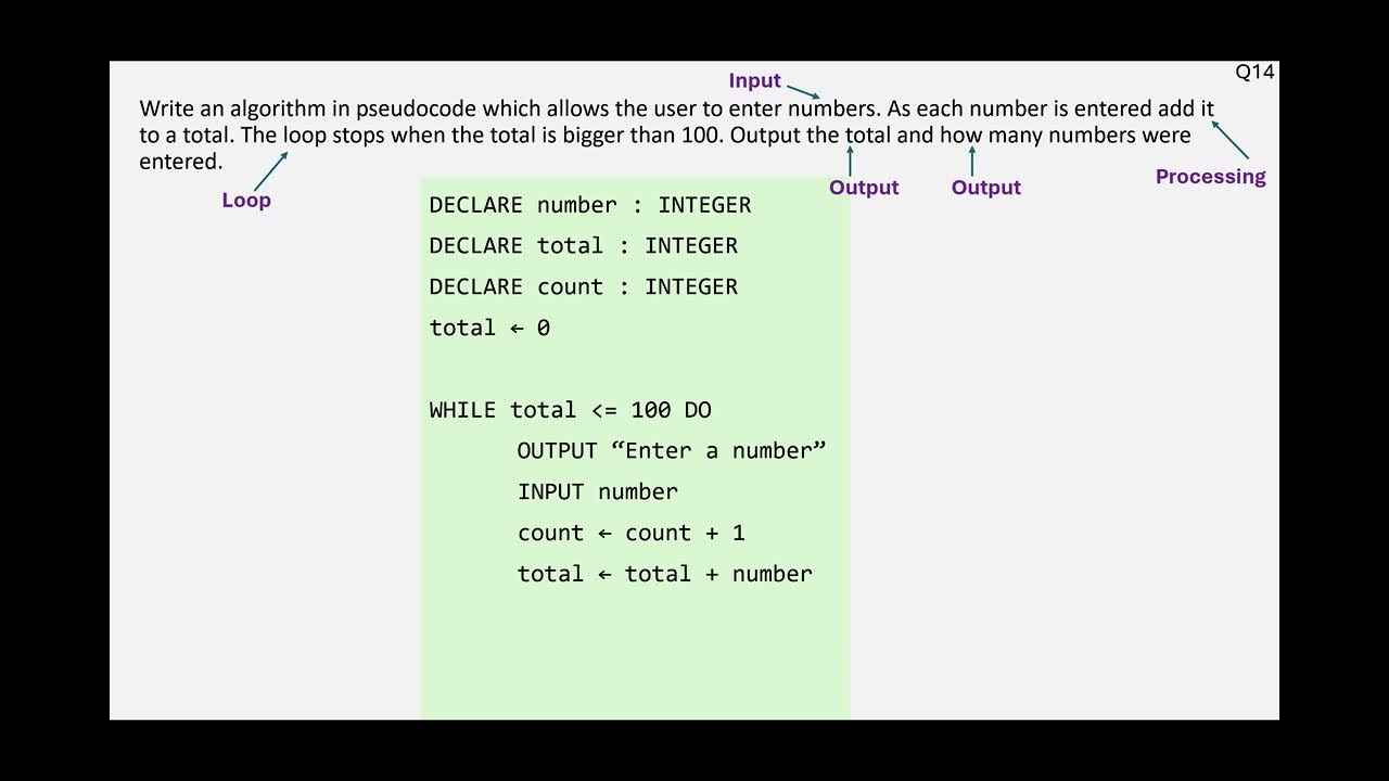 Q14 - Totalling and counting example with a WHILE loop - YouTube