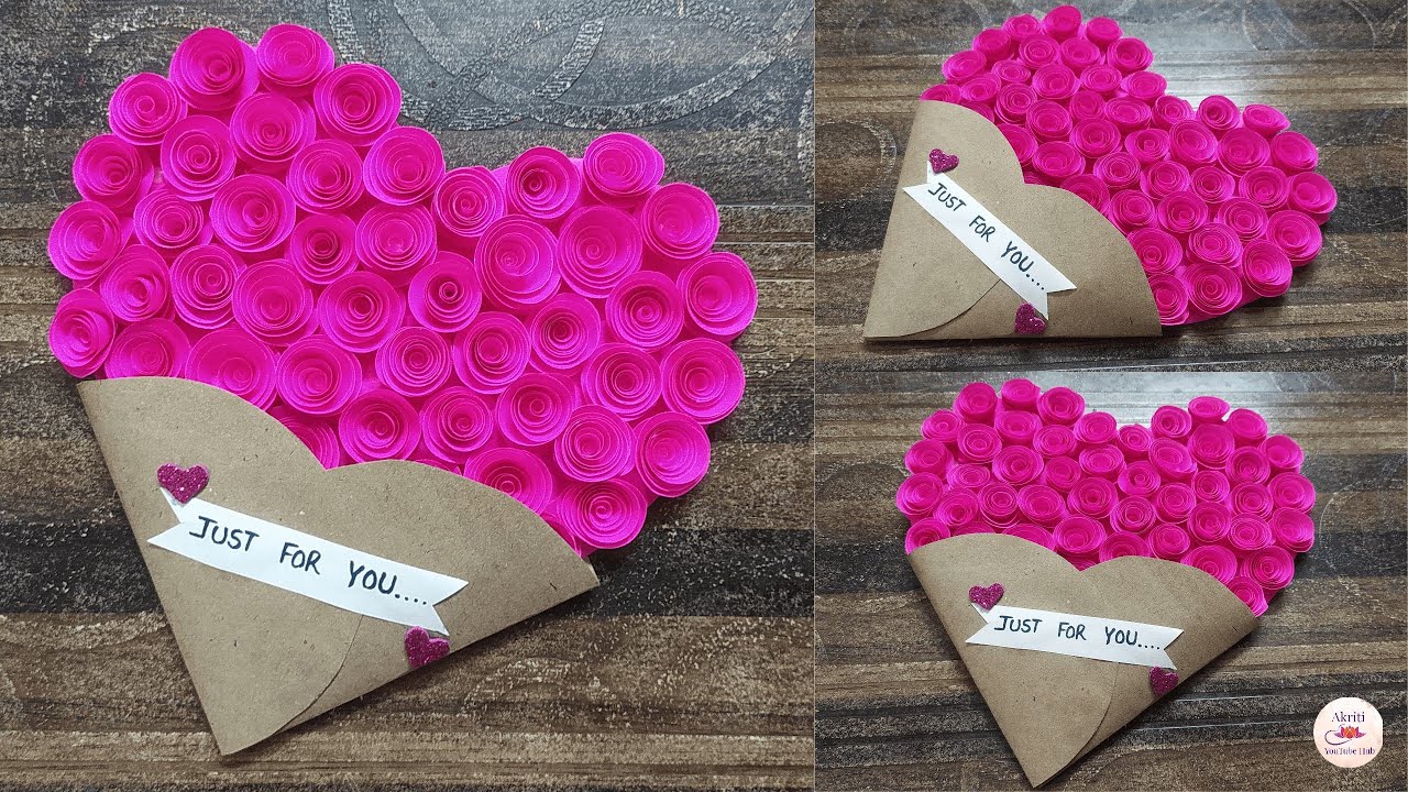 DIY Rose Heart Card|Special ROSE Birthday Card|How to make Greeting ...