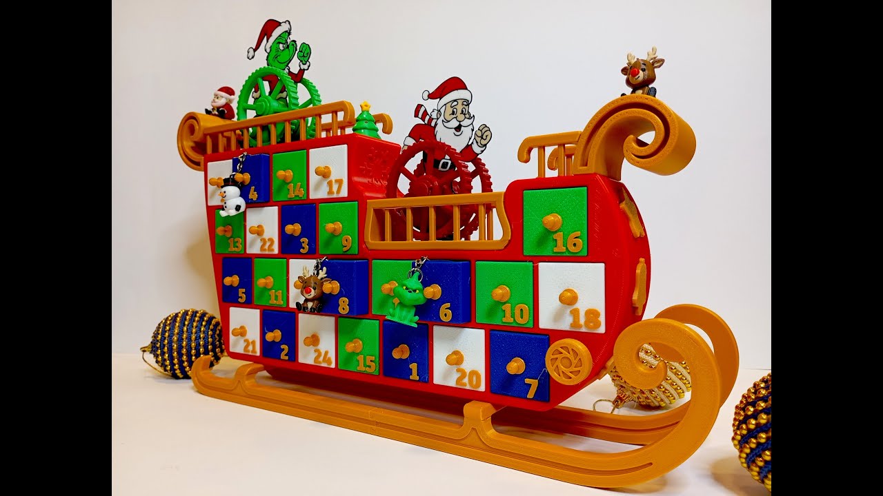 Santa Claus sleight advent calendar assembly guide - YouTube