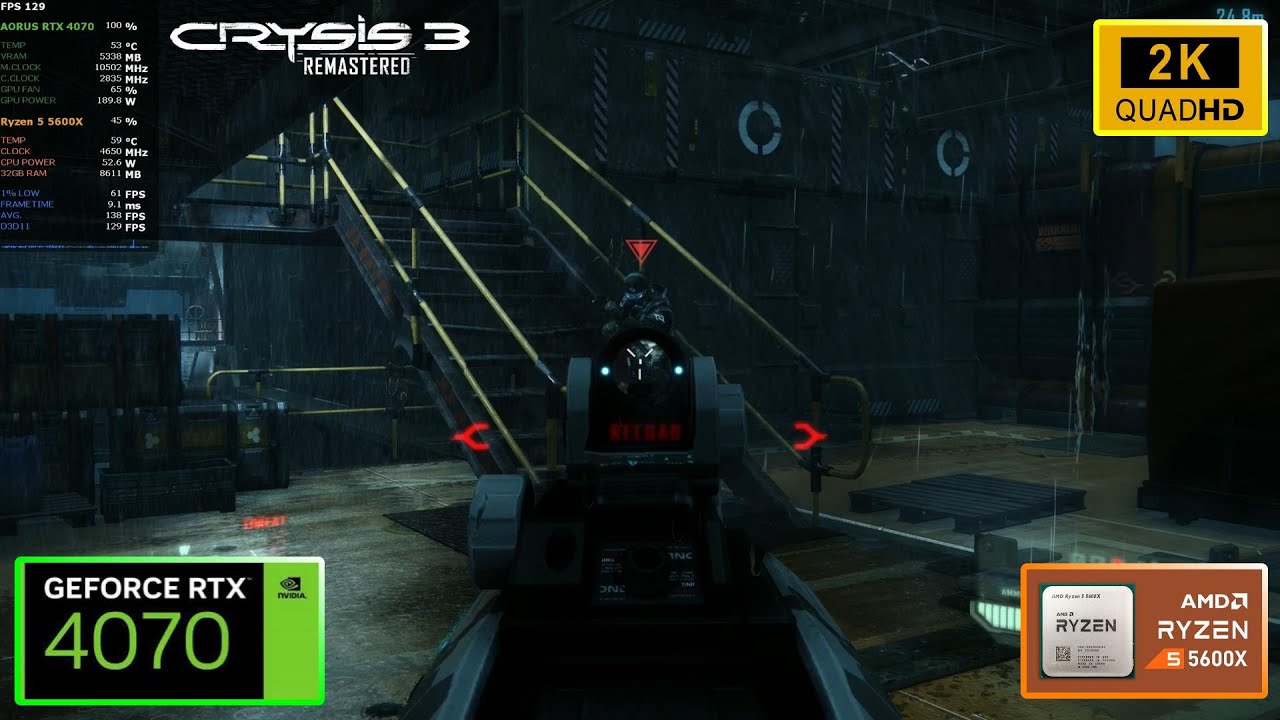 Crysis 3 Remastered RTX 4070 Ryzen 5 5600X Native 1440p Ultra Settings ...