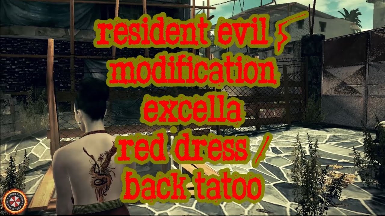 Resident Evil 5 (PC) - Excella red dress and back tattoo Mod - YouTube