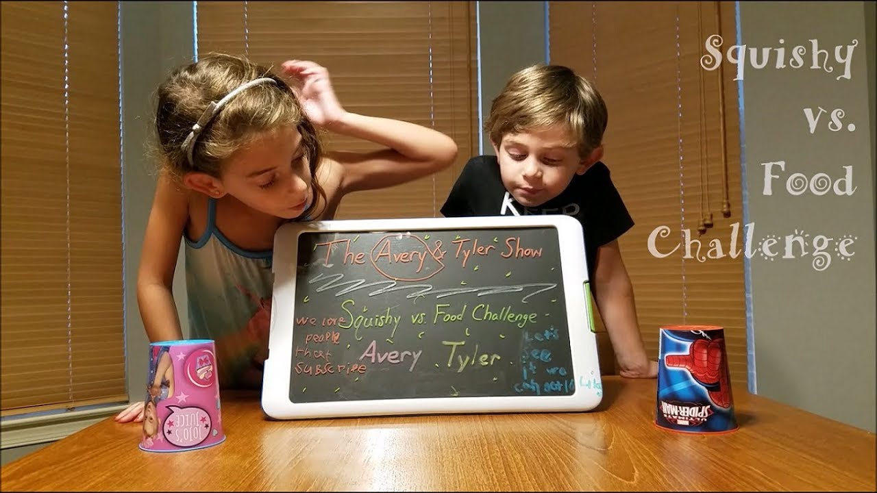 The Avery & Tyler Show - Squishy vs. Food Challenge - YouTube