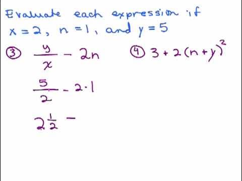 Evaluating Algebraic Expressions 1 - YouTube