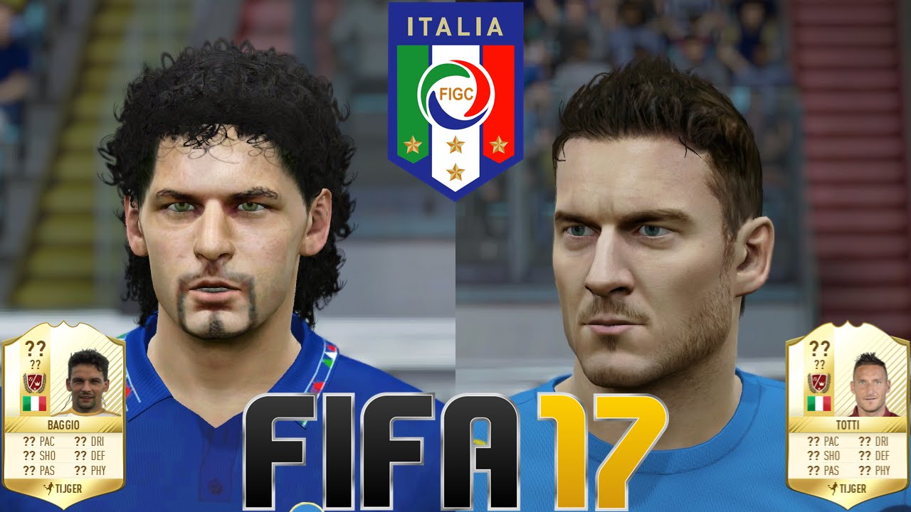 FIFA 17 - New Legends (with Game Faces) - Italy - Baggio, Del Piero ...
