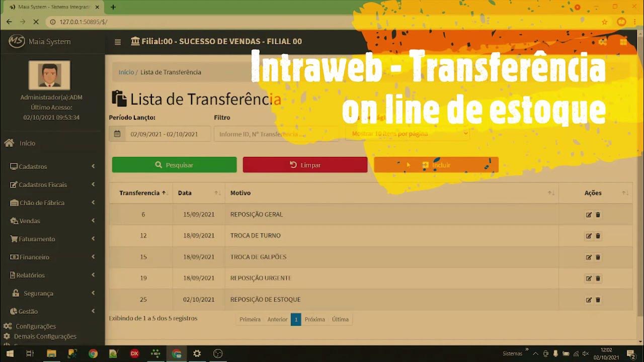 Intraweb - Delphi - Transferência on line de estoque / Firebird 4.0 - YouTube