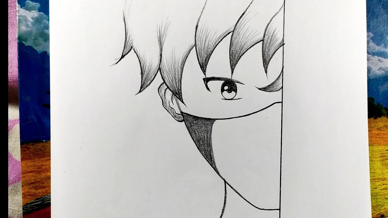 Easy anime drawing || How to draw anime boy wearing a mask || Boy Half ...