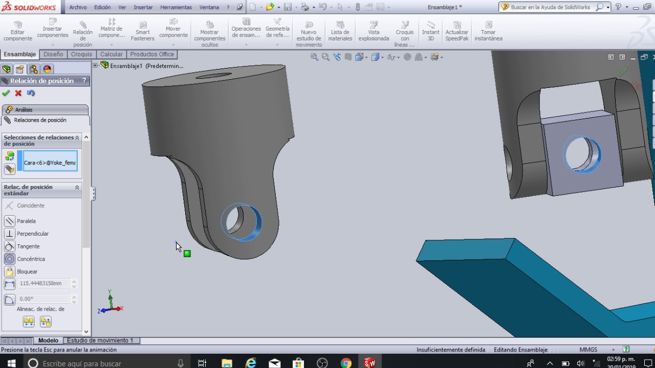 Practica No.20 ensamblaje solid works - YouTube