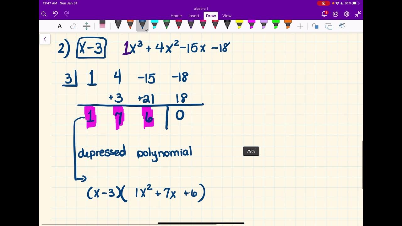 Algebra 2: unit 7.4 remainder and factor theorems - YouTube
