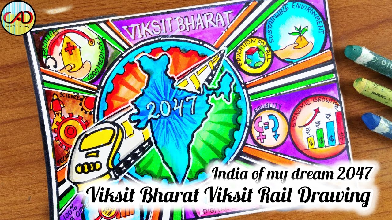 India of my Dream in 2047 Drawing/My vision for India in 2047 drawing ...