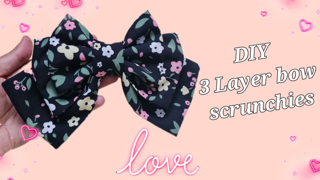 DIY 3 layer bow scrunchies - YouTube