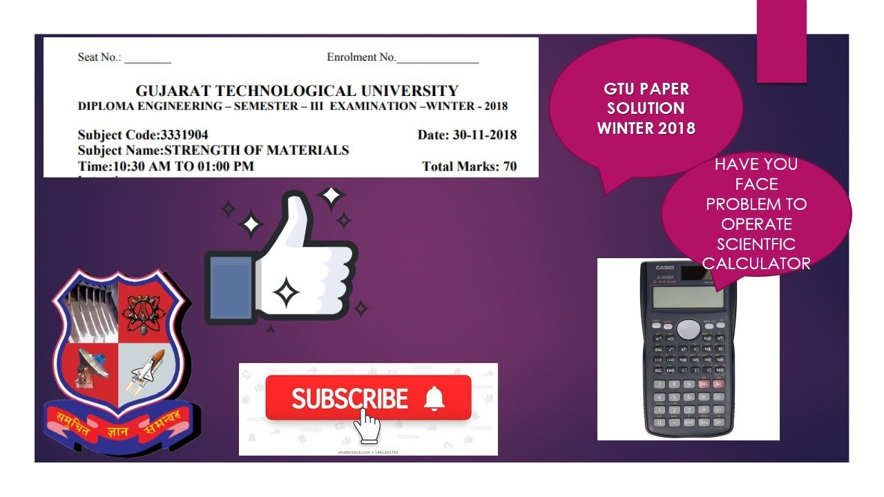 GTU PAPER SOLUTION STRENGTH OF MATERIAL(WITH PROPER USE OF SCIENTIFIC CALCULATOR) - YouTube