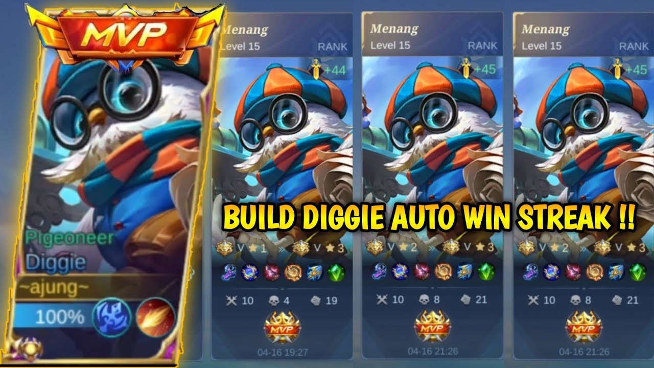 BUILD DIGGIE AUTO WIN STREAK!! MODE 1 HIT ON 🥶‼️TERLALU GILA DAMAGENYA‼ ...