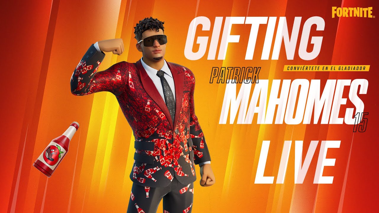 FORTNITE GIFTING Patrick Mahomes SKINS LIVE @15K SUBS - YouTube