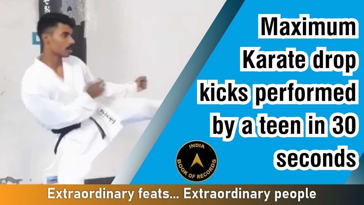 Maximum Karate drop kicks performed by a teen in 30 seconds - YouTube