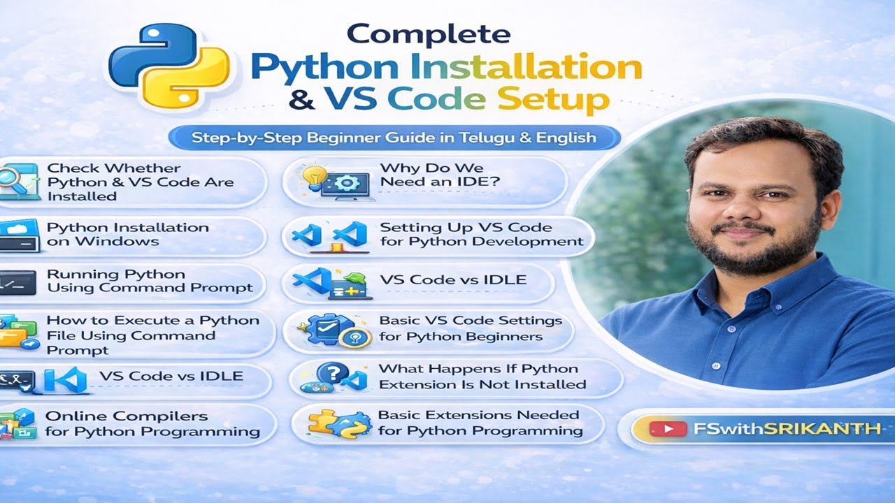 Python Installation & VS Code Setup | Complete Beginner Guide | CMD, IDLE, IDE | Python telugu ...
