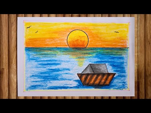 How to draw Easy Scenery with Oil Pastels|Scenery Drawing easy |Nature ...