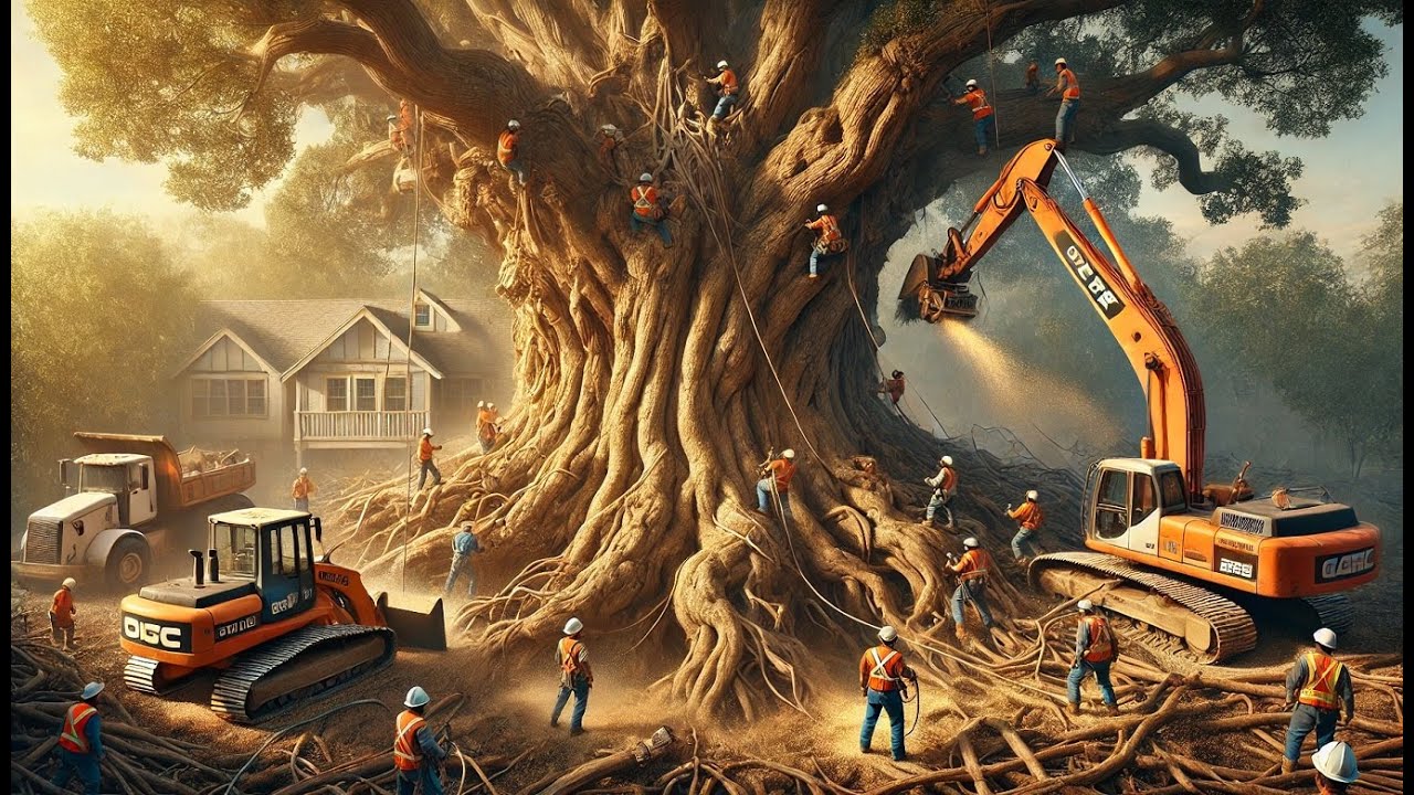 The moment giant trees were cut down l world sawyer - YouTube