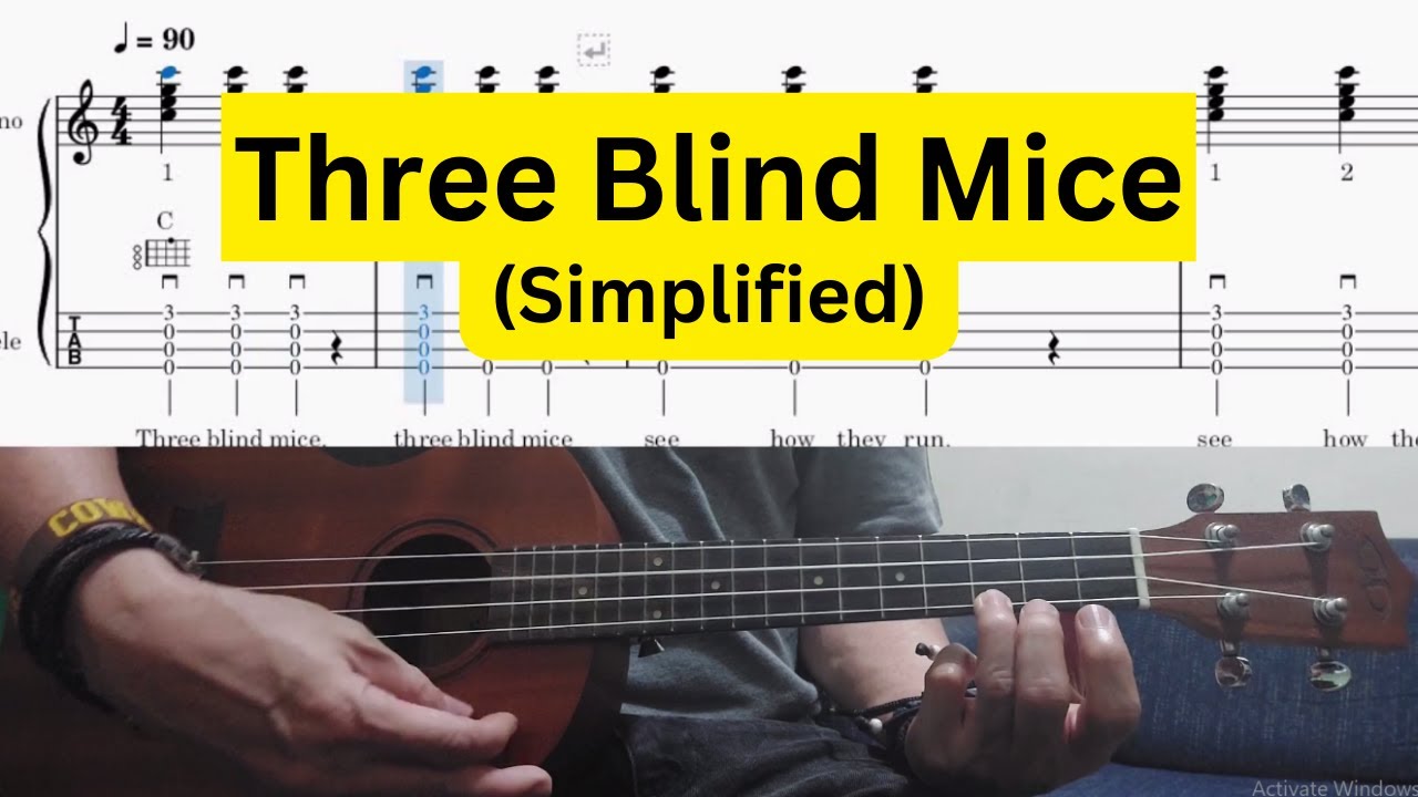 Three Blind Mice Traditional Simplified Ukulele Lesson For