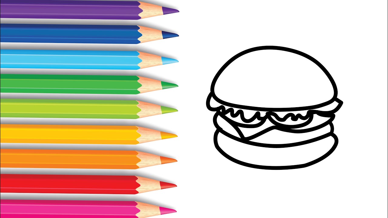 Menggambar dan mewarnai burger - Cara Menggambar dan Mewarnai Burger ...