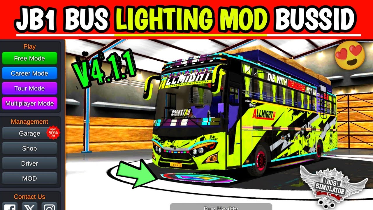 JB1 BUS MOD LED LIGHTING FOR BUS SIMULATOR INDONESIA | How to Add LED ...