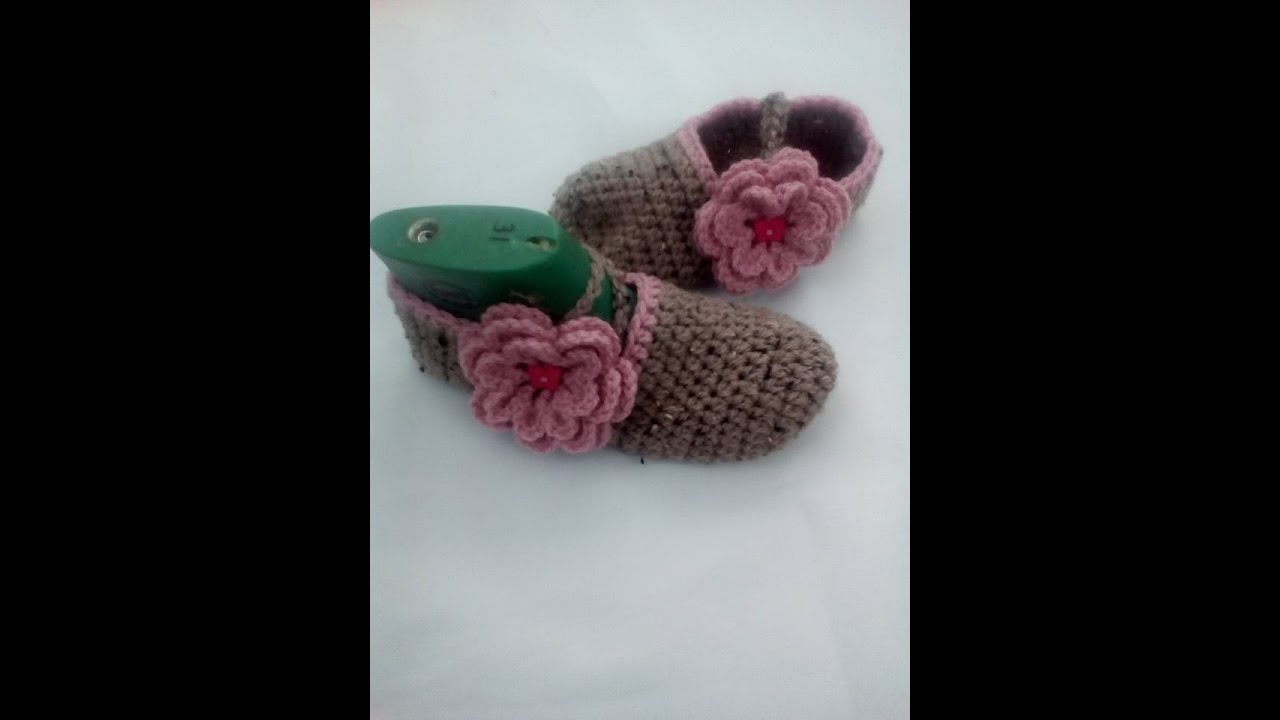 Crosetam balerini de dama cu floare - YouTube